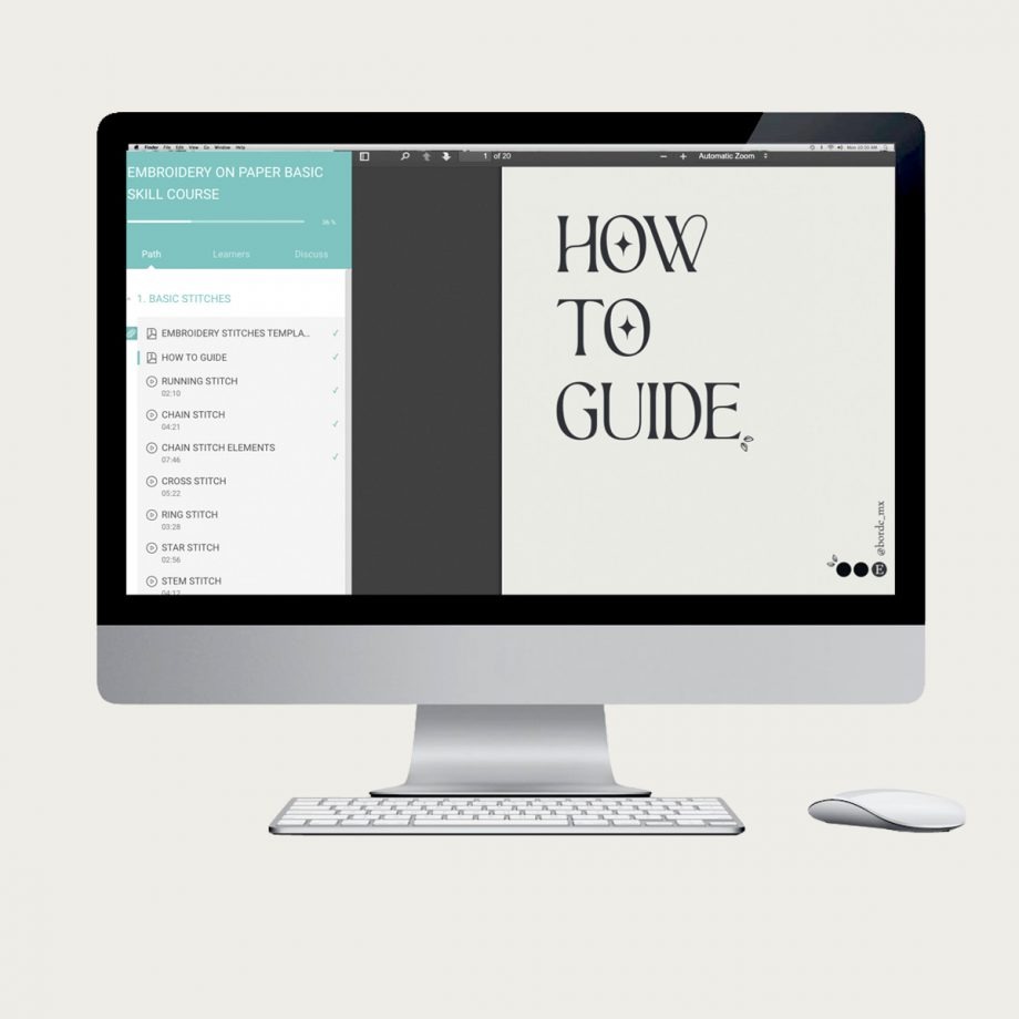 Basic skill embroidery on paper course – Borde by Katia