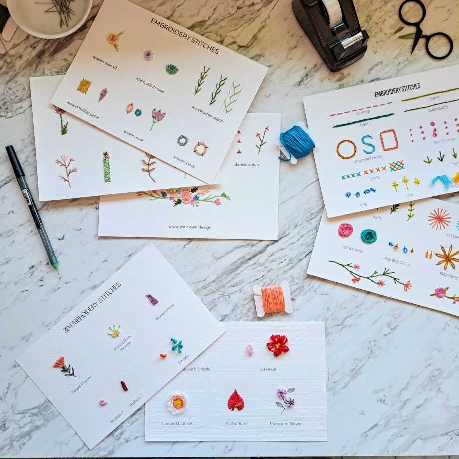 Basic skill embroidery on paper course – Borde by Katia